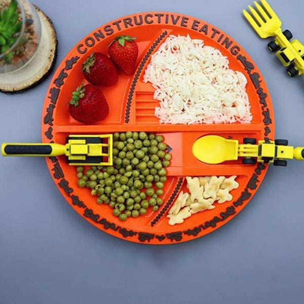 Children's Cutlery Set | Bulldozer Plate Fork Spoon Durable Versatile ...